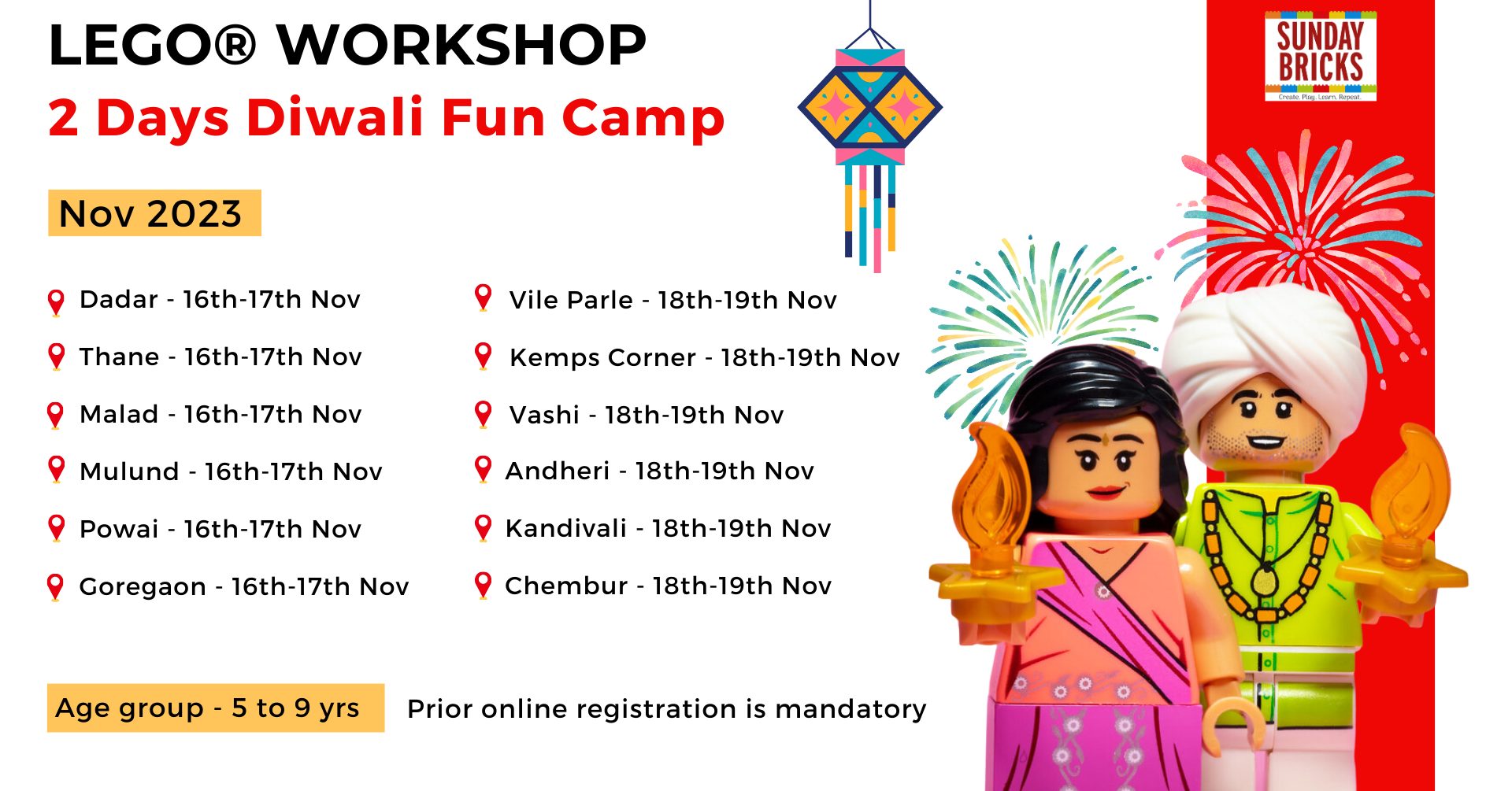 LEGO® Diwali Fun Camp (Offline) - Sunday Bricks - Workshops with LEGO ...